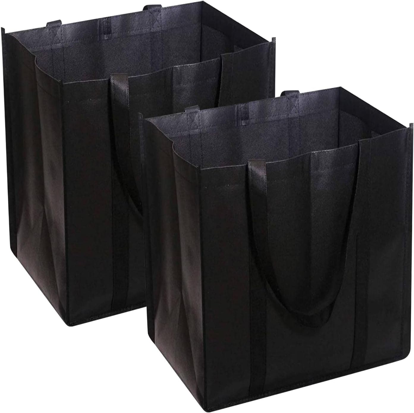 AYNKH Reusable Shopping Bags 2 Pack Black Grocery Tote Bags with ...