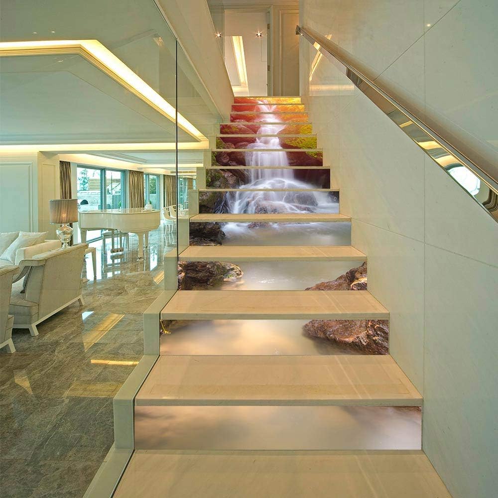 AILEGOU Removable 3D Stair Stickers - Brick Staircase Decals, 13-Stairs ...