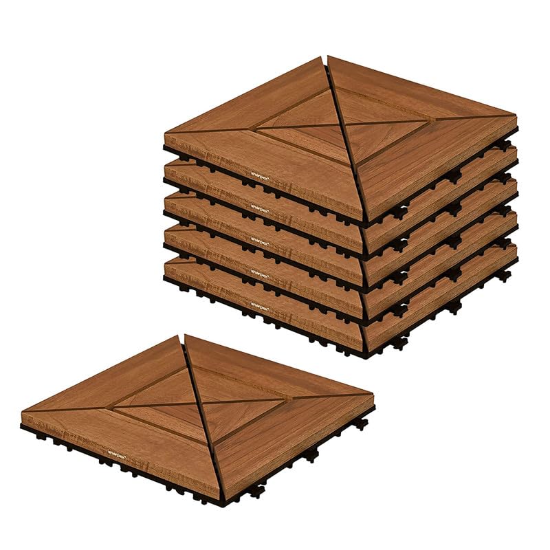 Buy Sharpex Deck Tiles with Interlocking | 6 Piece Teck Wood Floor ...