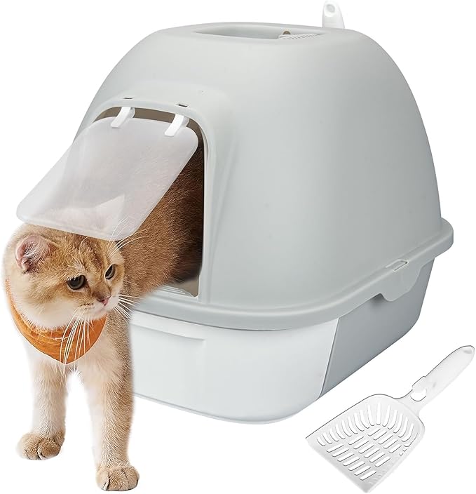 truepal Cat Litter Box Front Entry with Lid Fully Enclosed, Portable ...