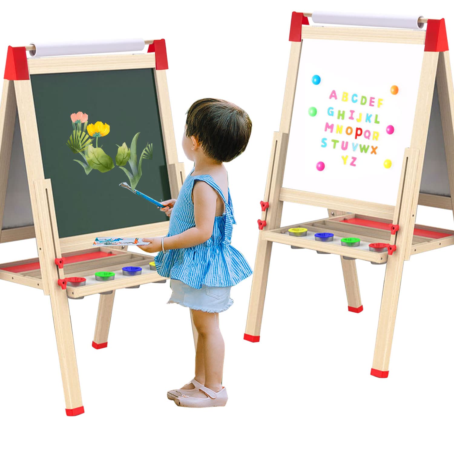 55x55 Deluxe Kids Art Easel for Kids 3-8 Years - 3 in 1 Double-Sided ...