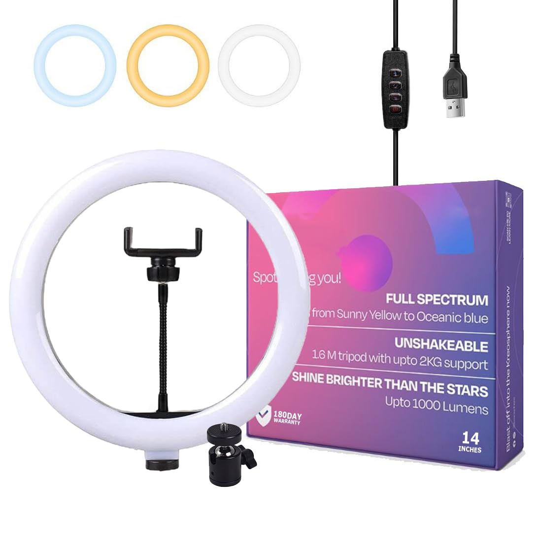 Buy 14 inch 3 Options with Adjustable Brightness Level USB Powered Ring ...