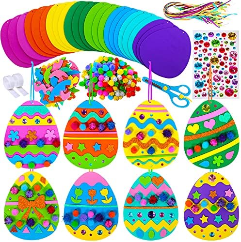 Amazon.com: 24 Sets Easter Egg Ornaments Decorations DIY 3D Easter ...