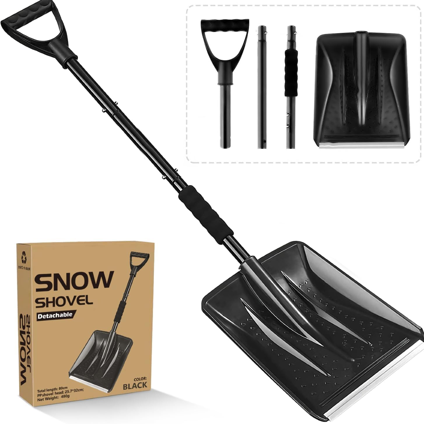 Snow Shovel, New Winter Snow Removal Tool, Detachable Three-Part ...