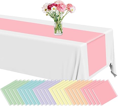 Amazon.com: 24 Pack Pastel Rainbow Plastic Table Runners 14 x 108in ...