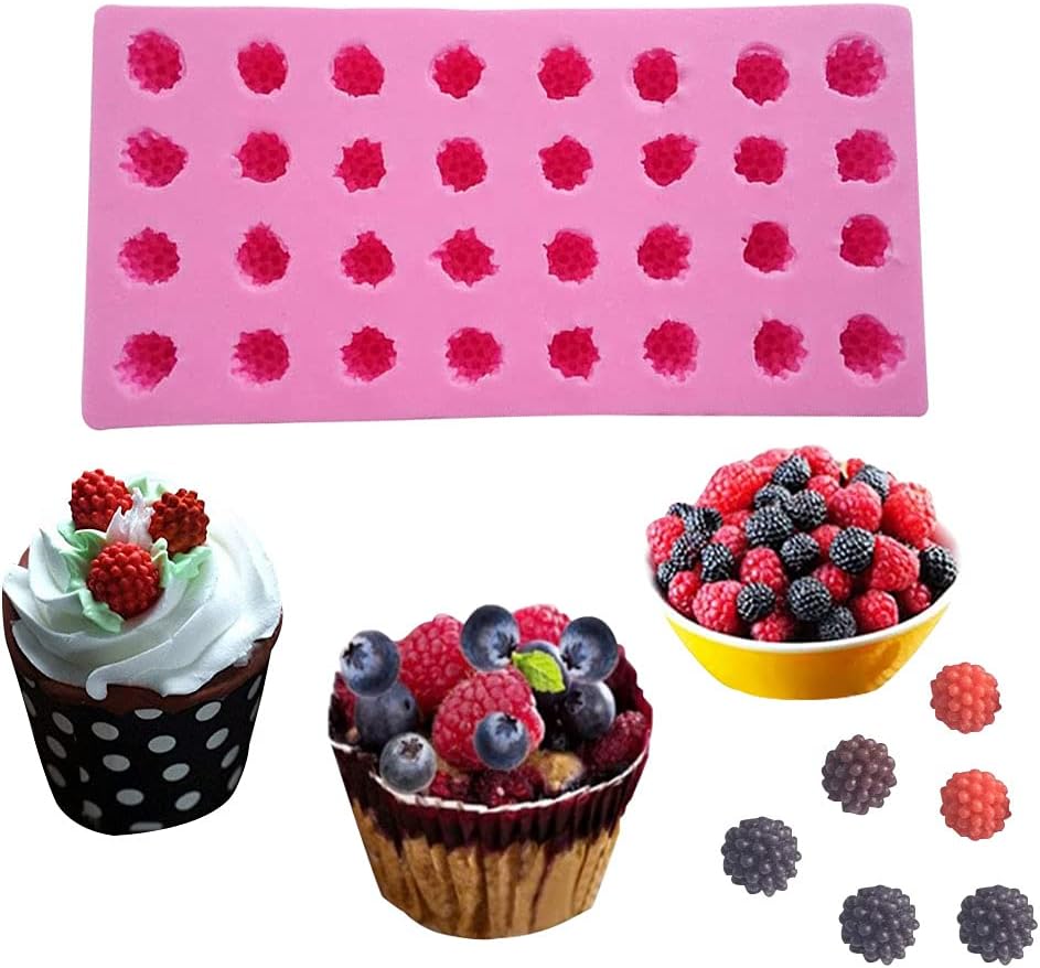 Amazon.com: 2Pcs Blueberry & Raspberry Silicone Fondant Molds, Mulberry ...
