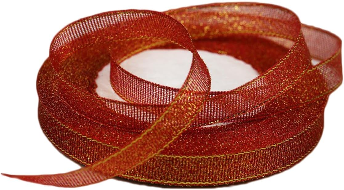 Amazon.com: Red Glitter Ribbon 3/8 Inch x 25 Yards, Sparkly Metallic ...
