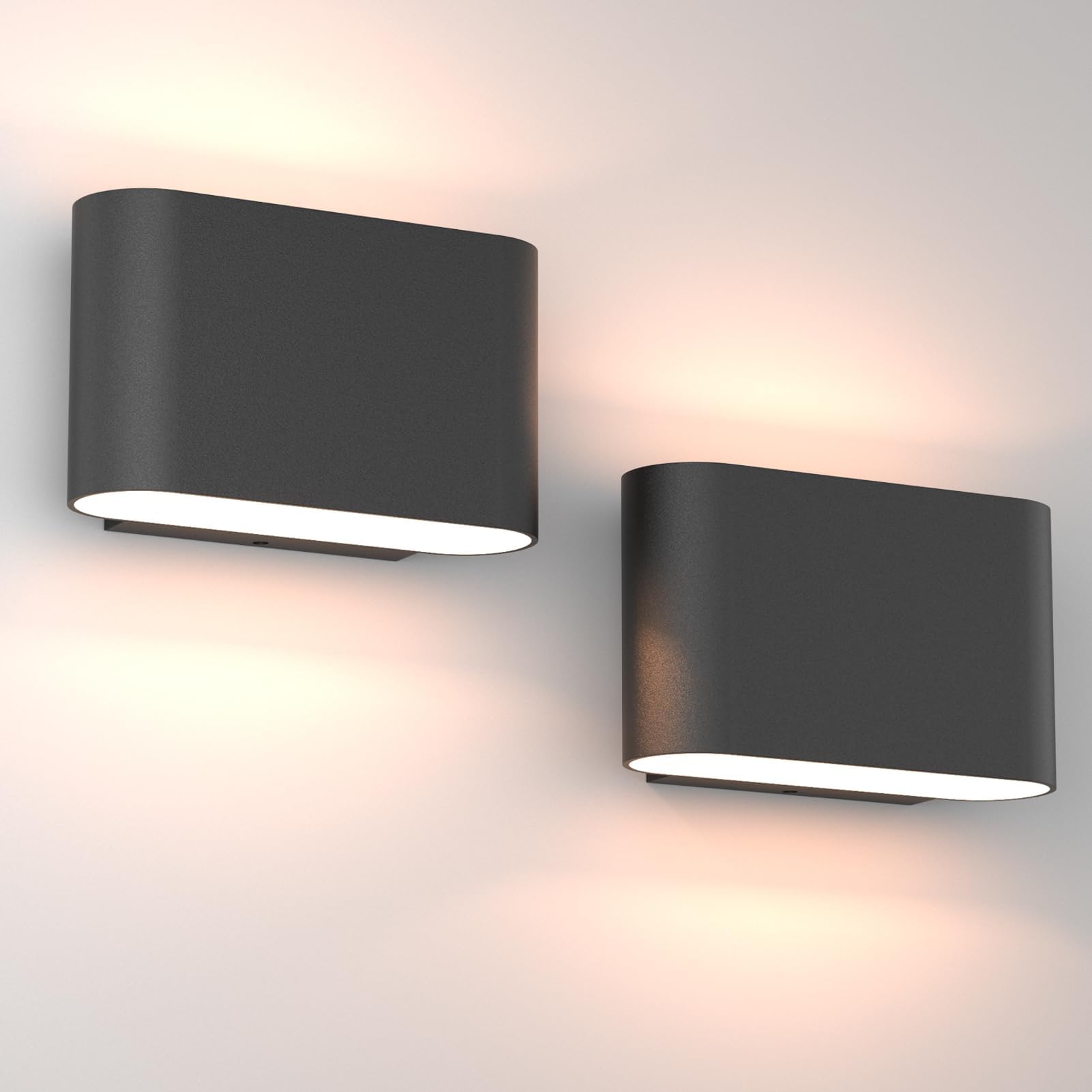 Aipsun Black Modern LED Wall Sconces Set of 2 Indoor Wall Lights ...
