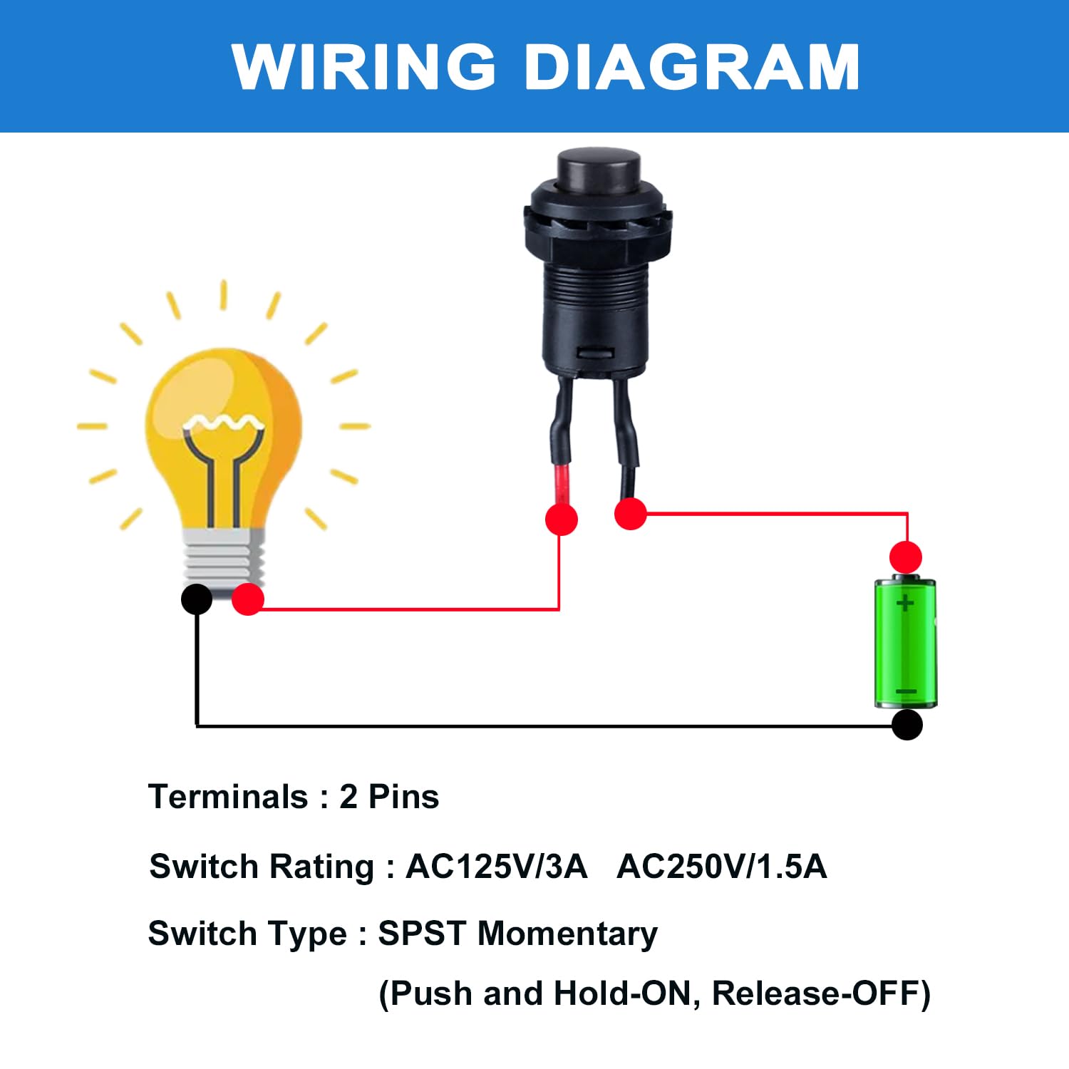 Snapklik.com : DMWD 12-Pack 12mm Momentary Push Button Switch AC 250V/1 ...