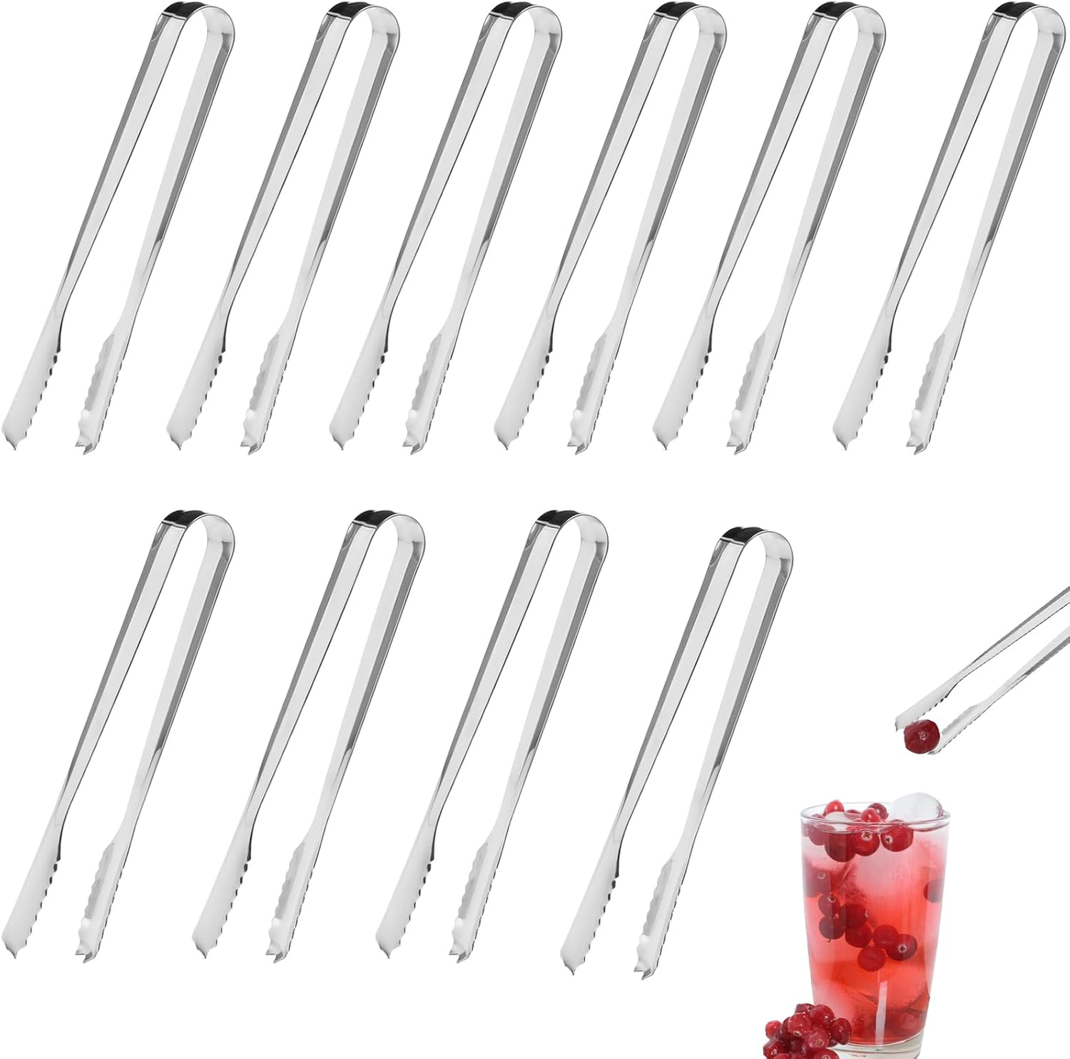 Babbblisio10 Pcs Stainless Steel Kitchen Tongs Set Stainless Steel Ice ...