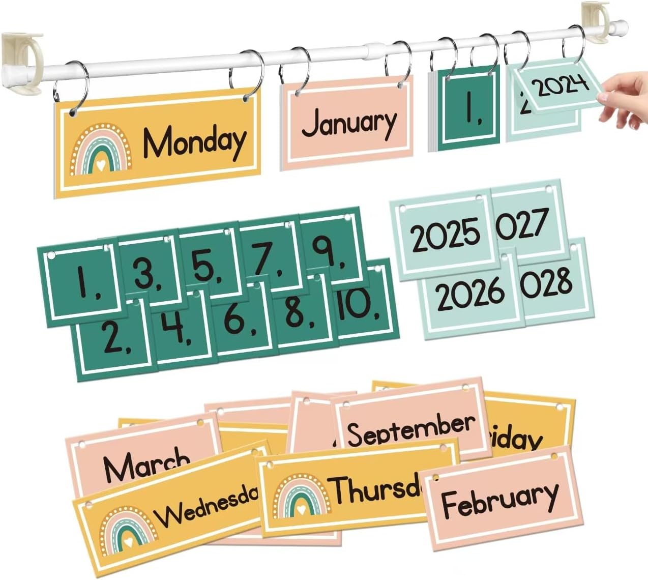 Amazon.com: EAMAY Classroom Boho Rainbow Flip Calendar Chart Set wtih ...