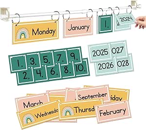 Amazon.com: EAMAY Classroom Boho Rainbow Flip Calendar Chart Set wtih ...