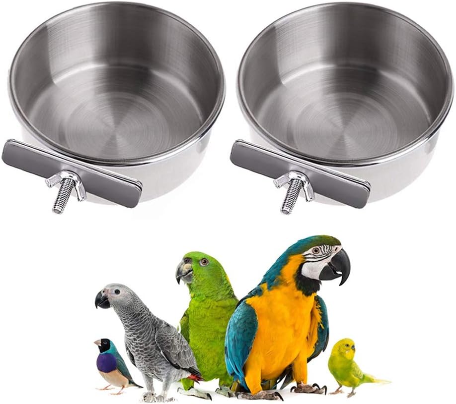 Tfwadmx Bird Feeding Dish Cups Parrot Food Bowl Clamp Holder Coop Cup ...