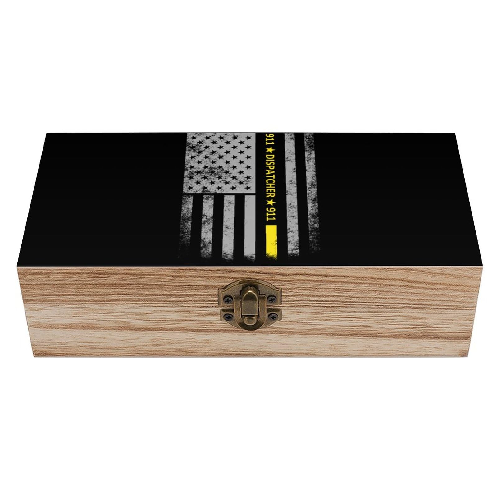 Amazon.com: 911 Dispatcher Thin Gold Line Wooden Box with Hinged Lid ...