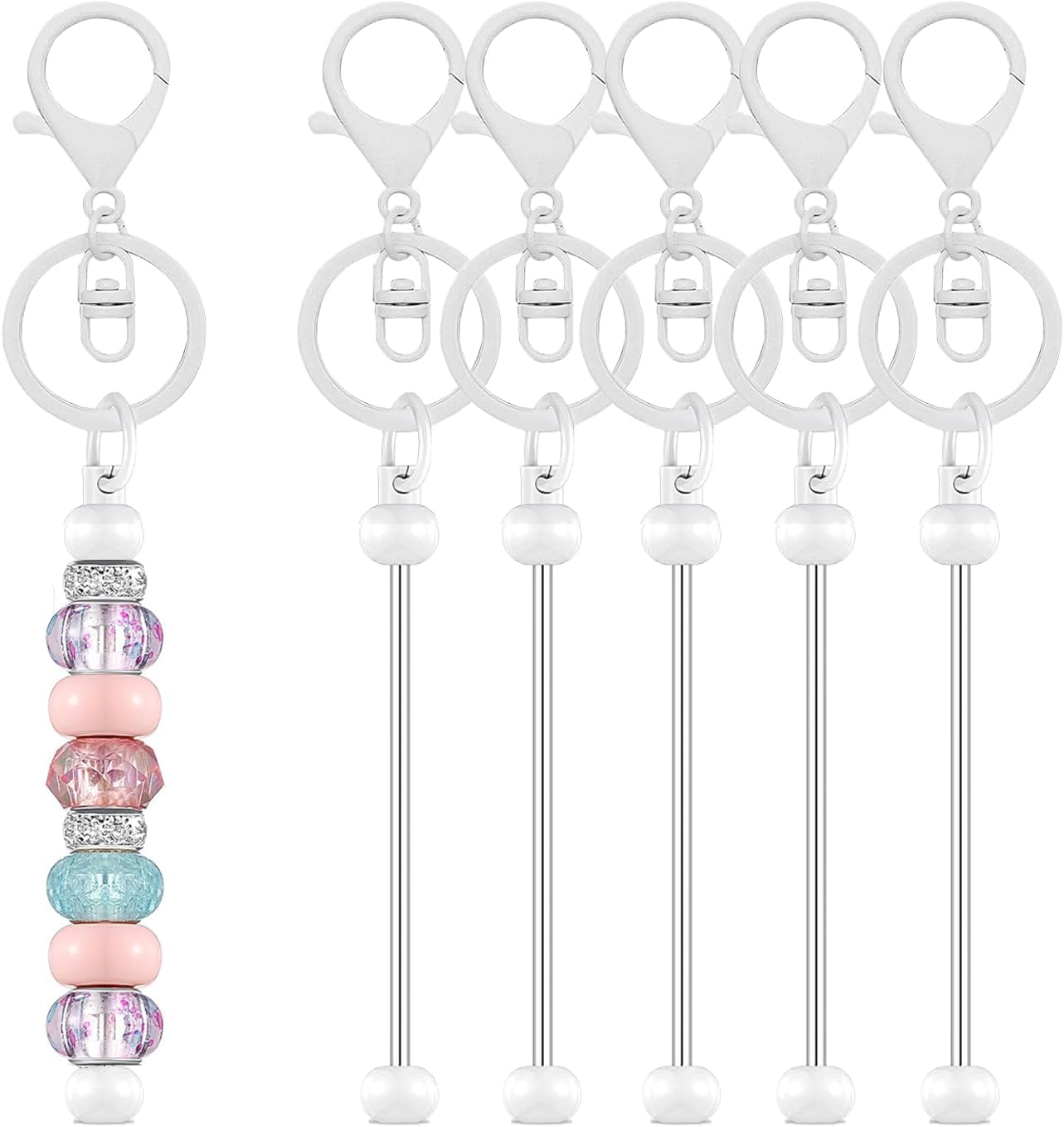 Amazon.com: SUNNYCLUE 1 Box 20Pcs Beaded Key Chain Bars DIY Beaded ...