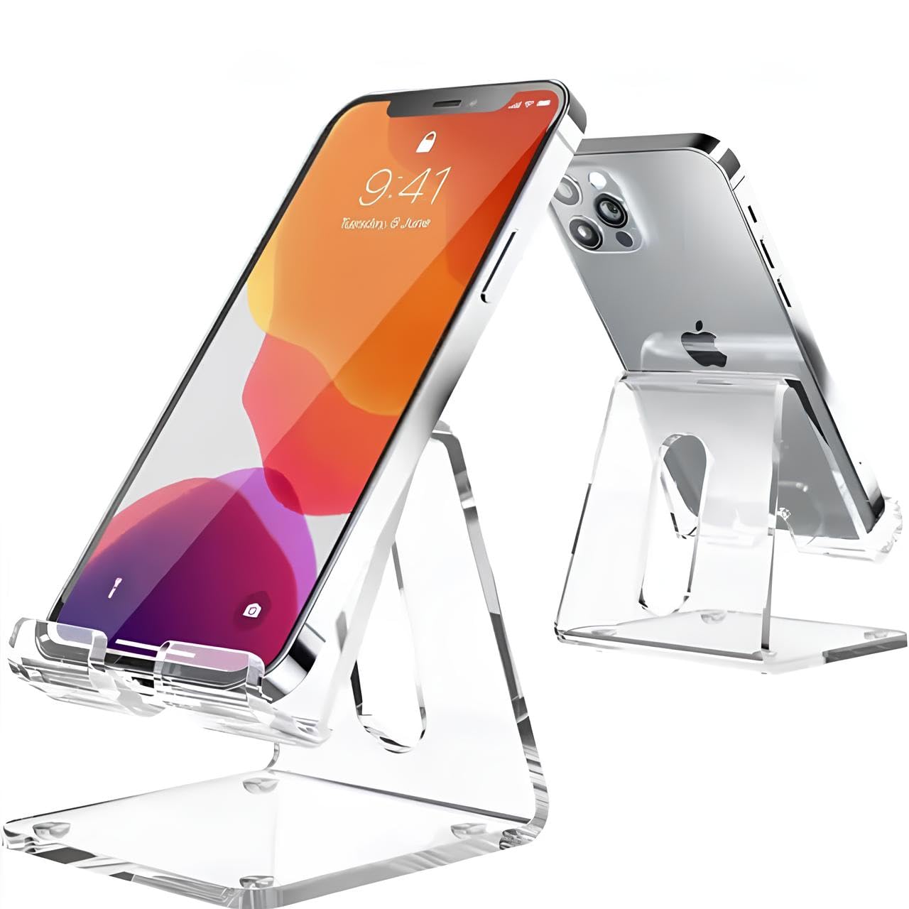 JBM MART Crystal Clear Acrylic Cell Phone Stand for Desk Compatible ...