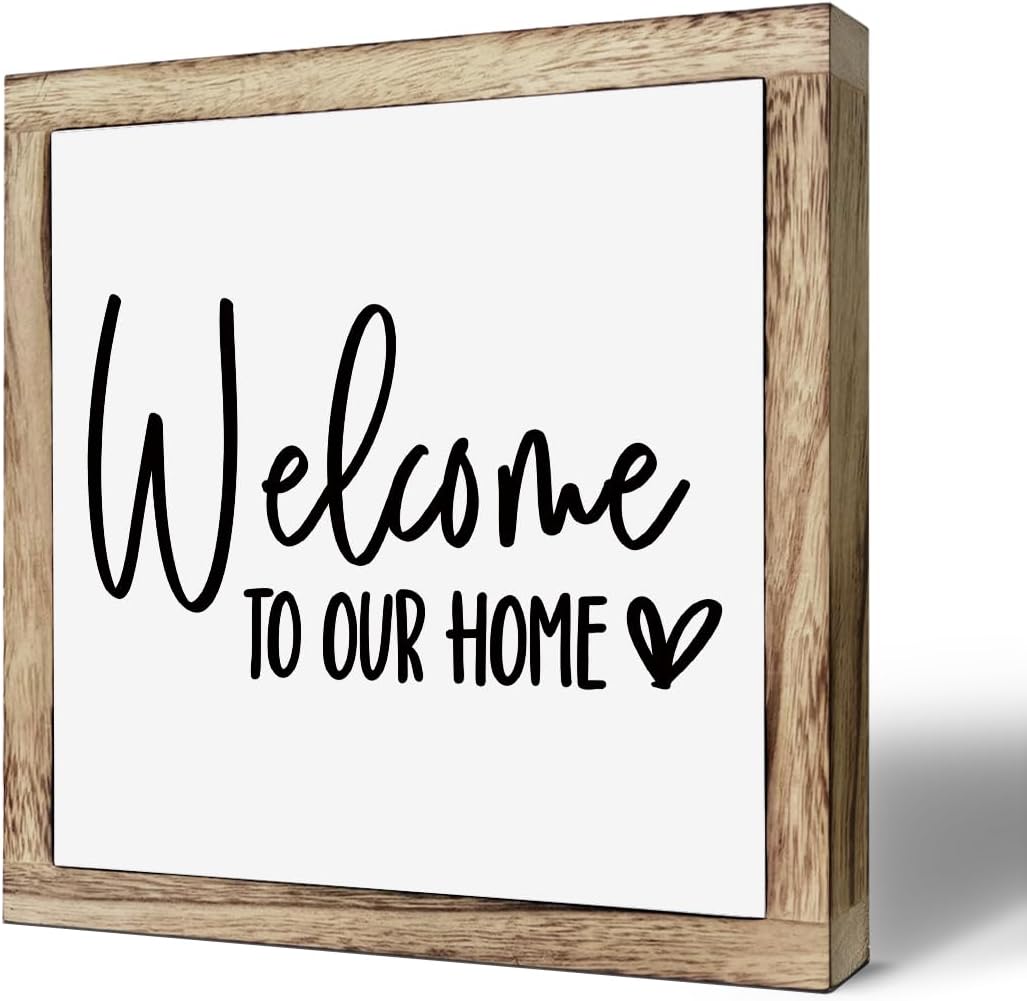 Amazon.com: Welcome Sign, Wooden Box Signs for Home Decor, Freestanding ...