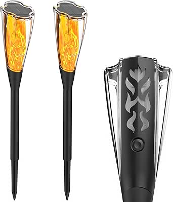 Solar Flame Lights Outdoor, 2 Pack Solar Torch Light with Flickering ...