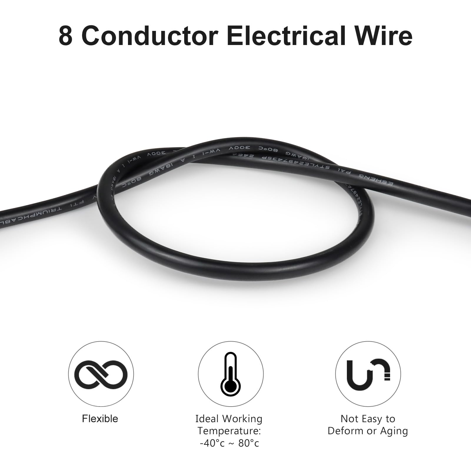 Snapklik.com : 24 Gauge 8 Conductor Electrical Wire, 50FT 24AWG PVC ...