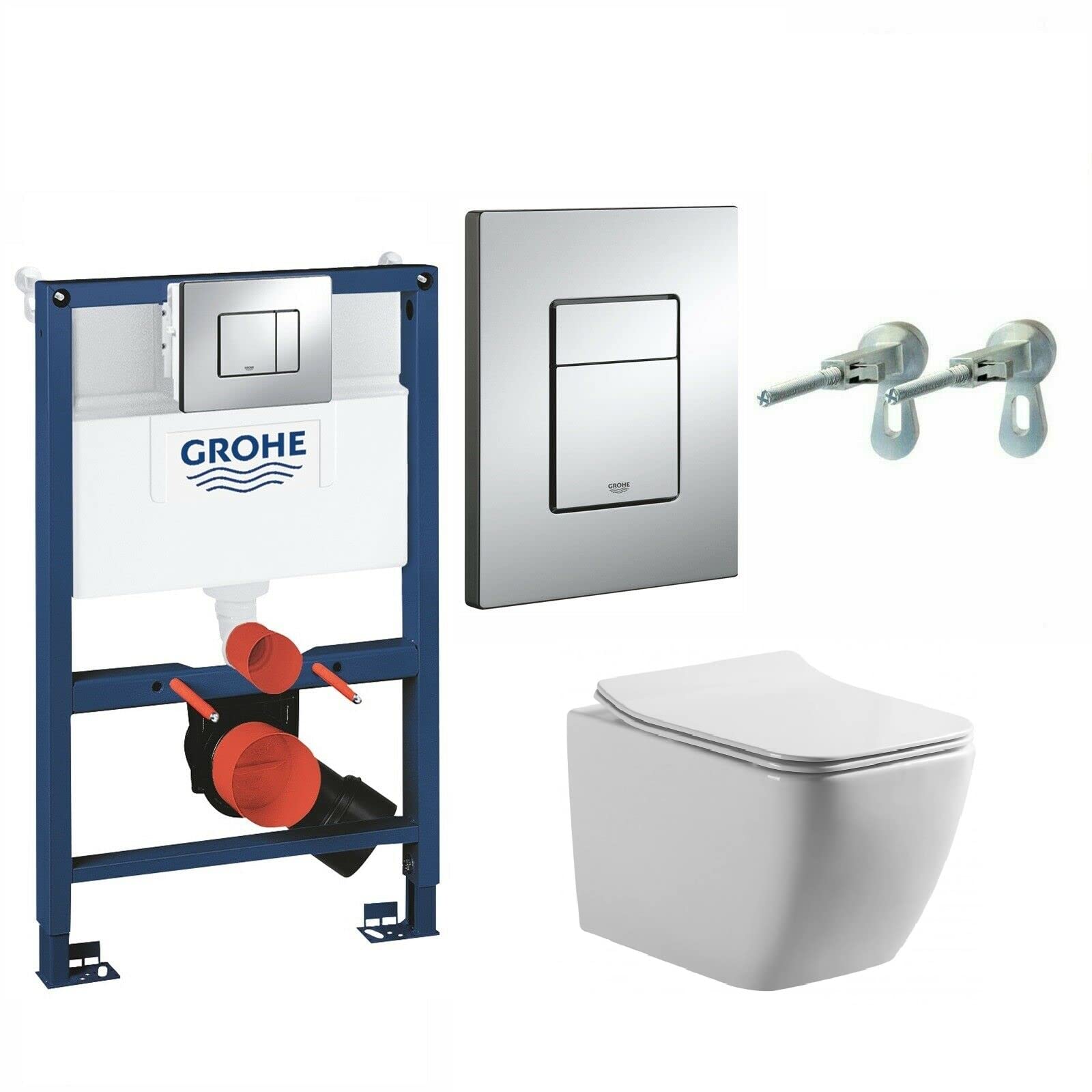 Buy Anas Grohe 0.82m Concealed Cistern Wc Frame 38773000 with Square ...