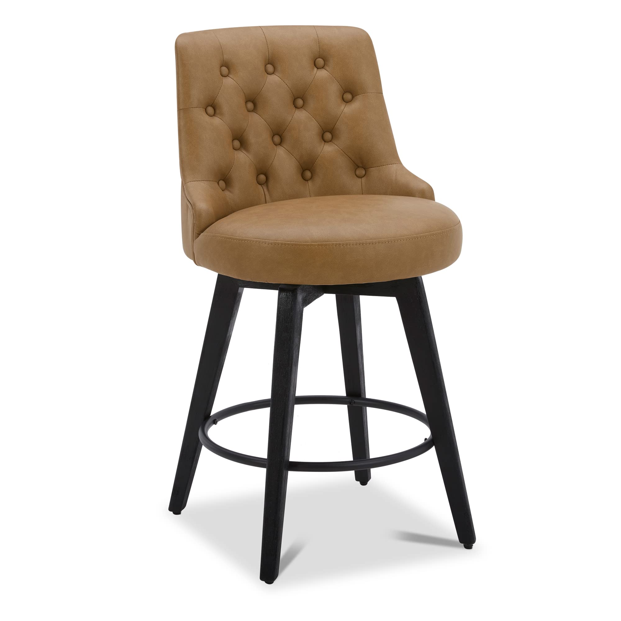 Watson & Whitely Counter Height Bar Stools, Faux Leather Upholstered ...