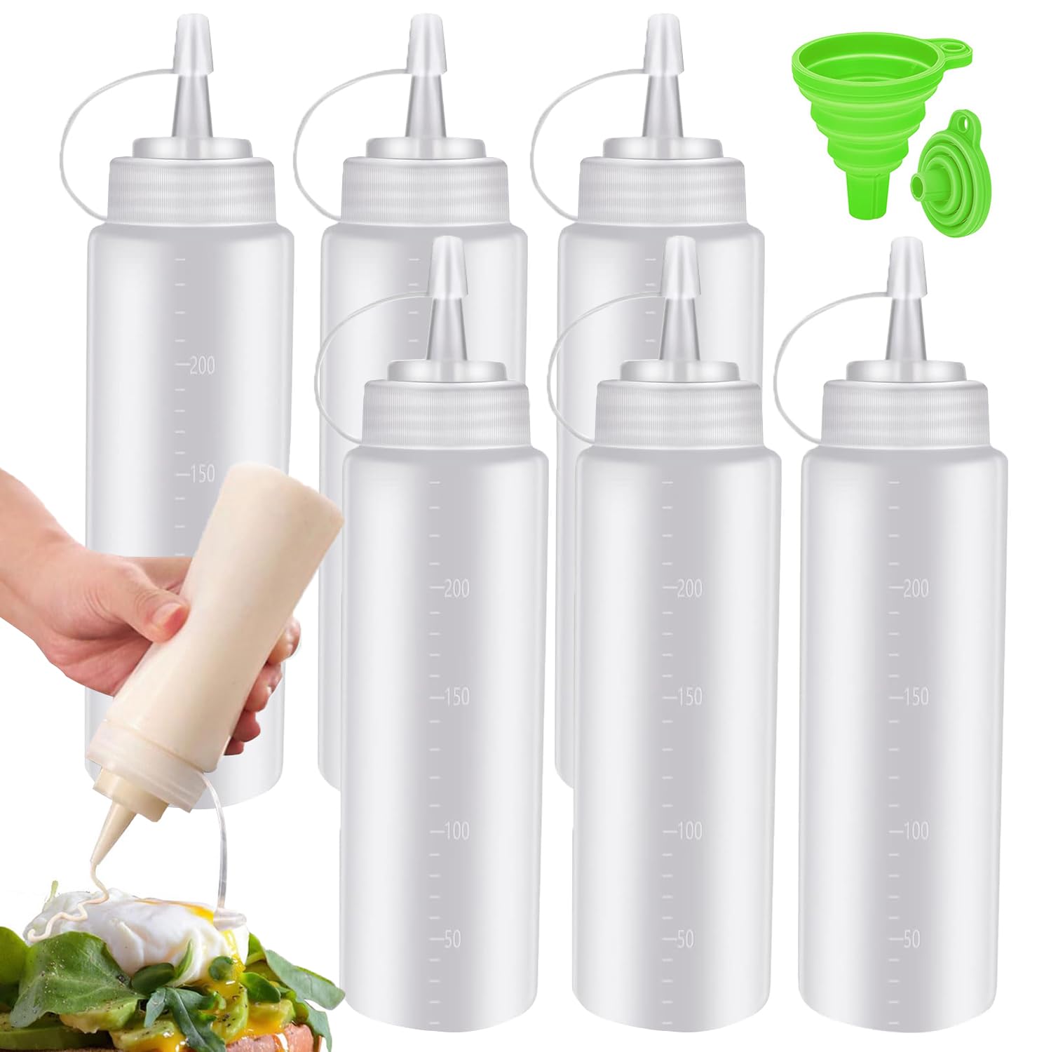 6 pcs (240ml) Botella de Exprimida para Condimentos, Dispensador para ...