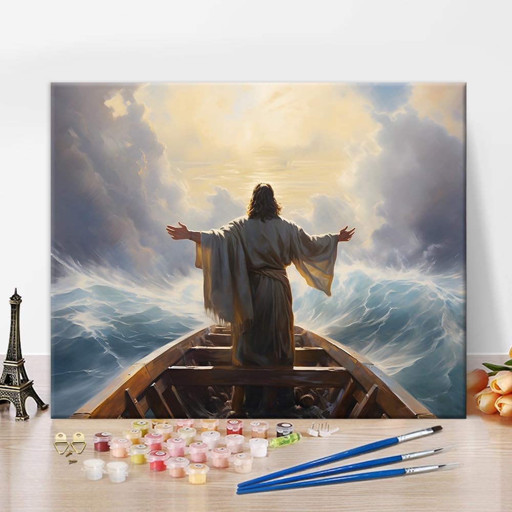 Jesus Paint by Numbers for Adults Jesus Christ Calms the Storm at Sea ...