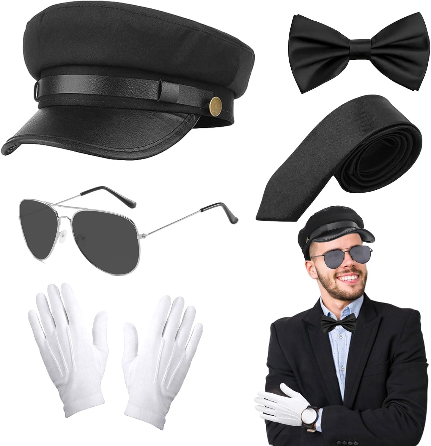 Amazon.com: 5 Pcs Chauffeur Costume Accessories Set, Novelty Limo ...