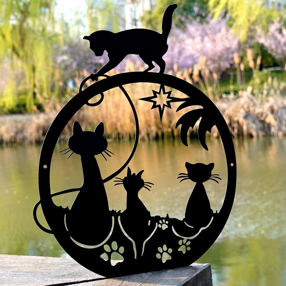 Amazon.com: VKEVOC Black Metal Cat Wall Decor - Elegant Cat Lady Gifts ...
