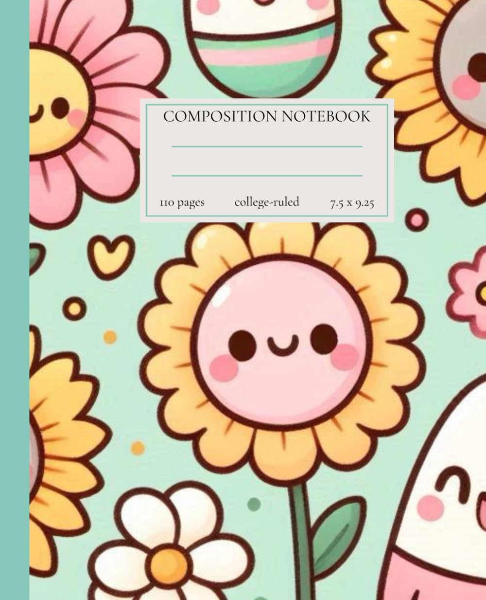 Kawaii Flowers Composition Notebook College Ruled: Aesthetic Notebook ...