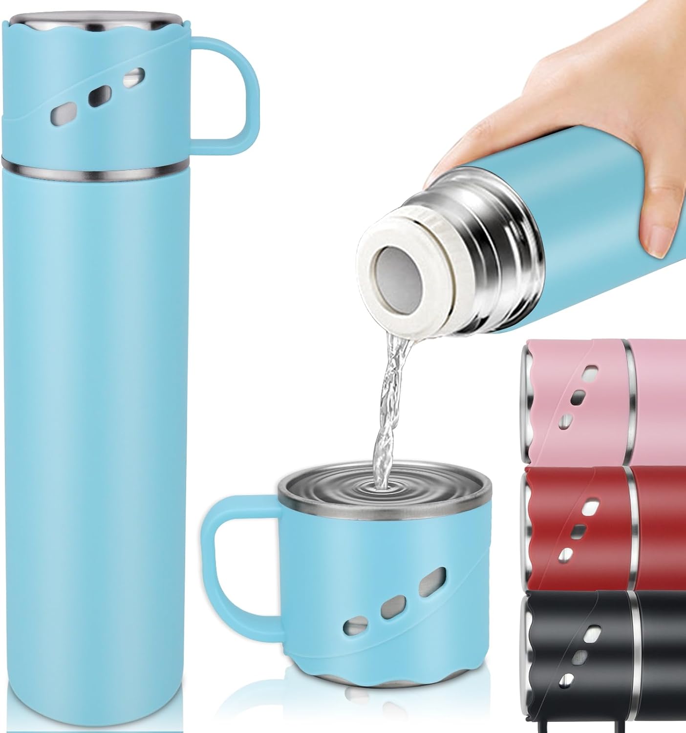 Flask for Hot Drink, 550ml Stainless Steel Hot Water Bottle with Cover ...
