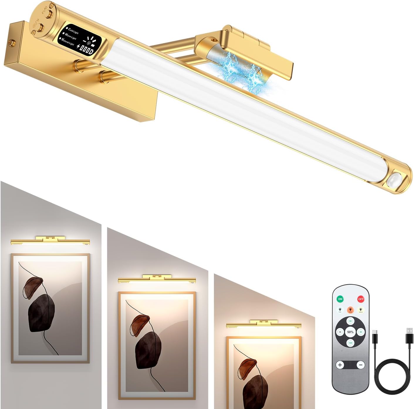 LUXSWAY Cordless Painting Light,Battery Operated Picture Light with 9 ...