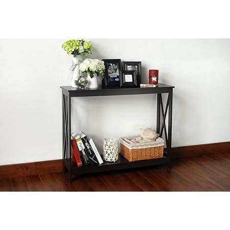 Amazon.com: Black Finish 3-Tier X-Design Occasional Console Sofa Table ...