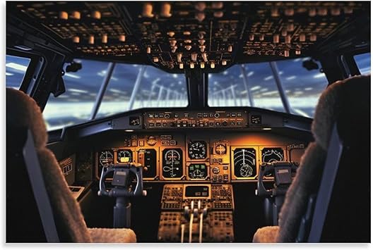 Amazon.com: Aircraft Cockpit Poster Retro Airplane Cockpit Flight Deck ...