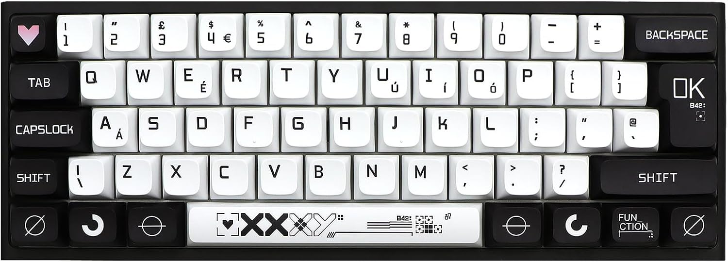 JSJTKeys Black and White Keycaps 129 Keys UK Layout Keycap XDA Profile ...