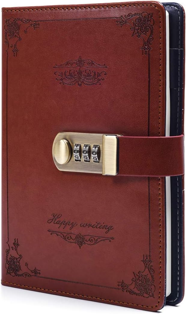 ARRLSDB Diary with Lock, PU Leather Combination Lock Journal ...