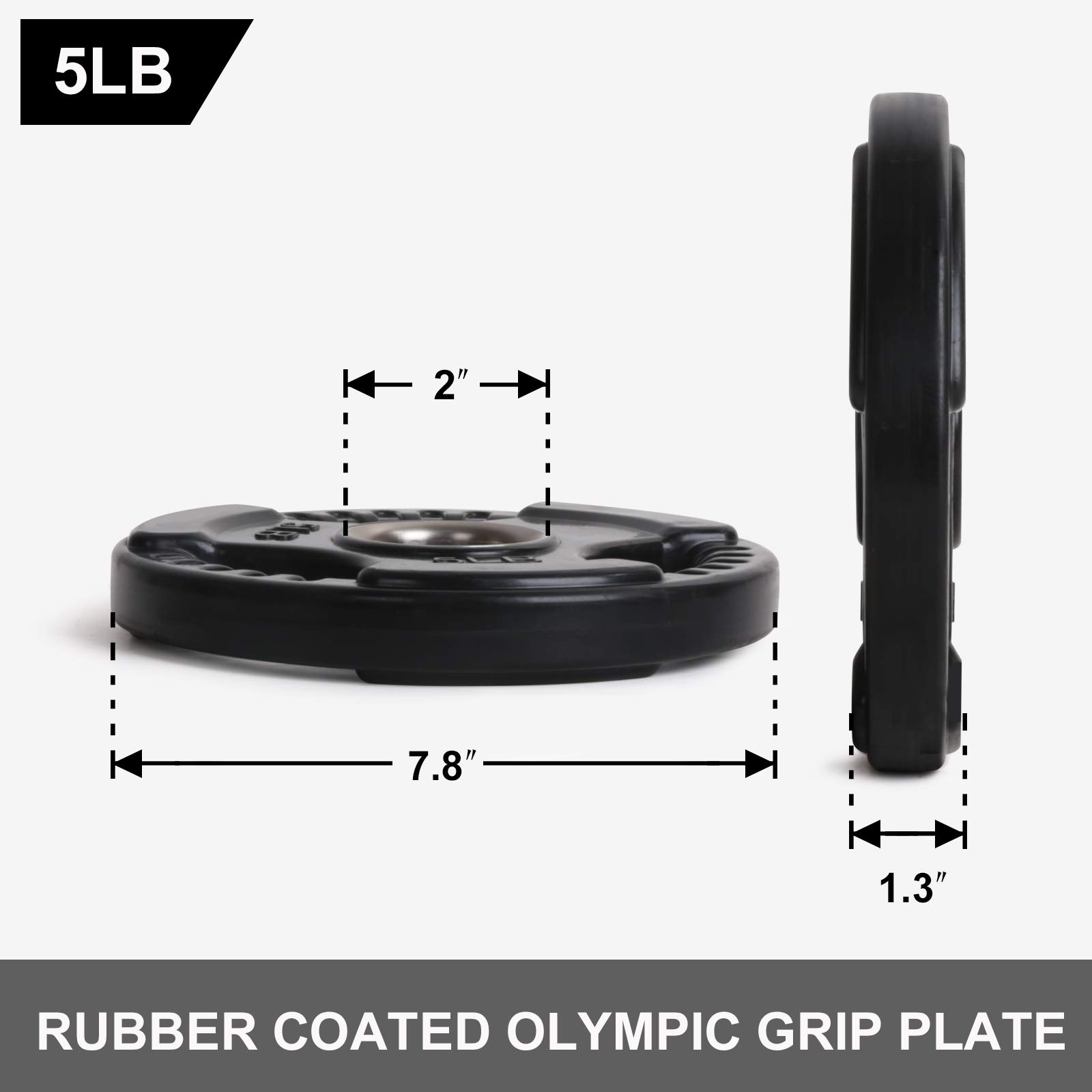 LIONSCOOL 2-Inch Rubber Coated Olympic Grip Plate in Pairs or Single ...