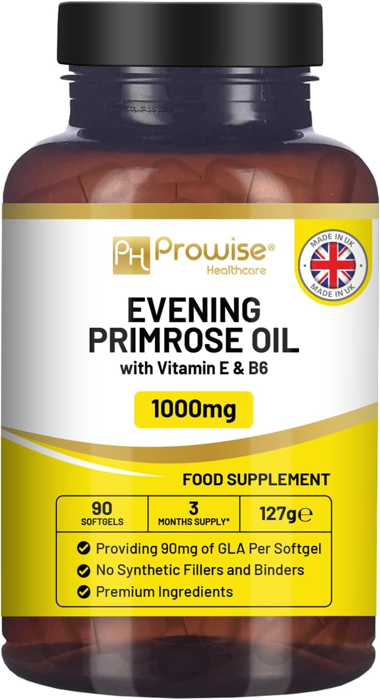 Amazon.com: Evening Primrose Oil 1000mg with Vitamin E & B6 90 Softgels ...
