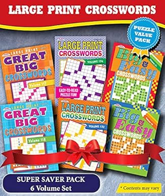KAPPA Super Saver LARGE PRINT Crosswords Puzzle Pack-Set of 6 Full Size ...