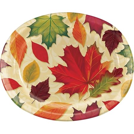 Amazon.com | Creative Converting Fall Leaves Oval Plastic Tray, 10" x ...