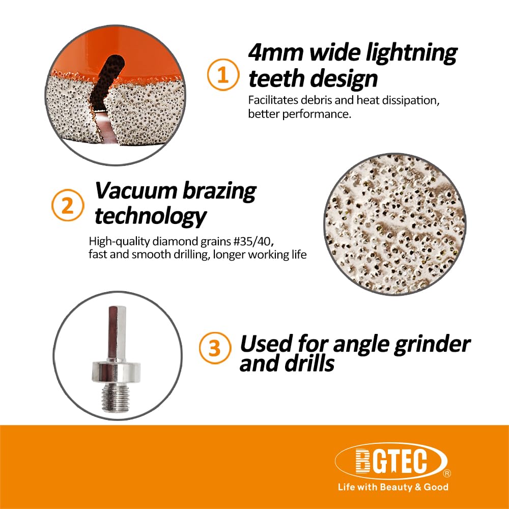 Snapklik.com : Diamond Core Drill Bit 125mm BGTEC Diamond Hole Saw Tile ...