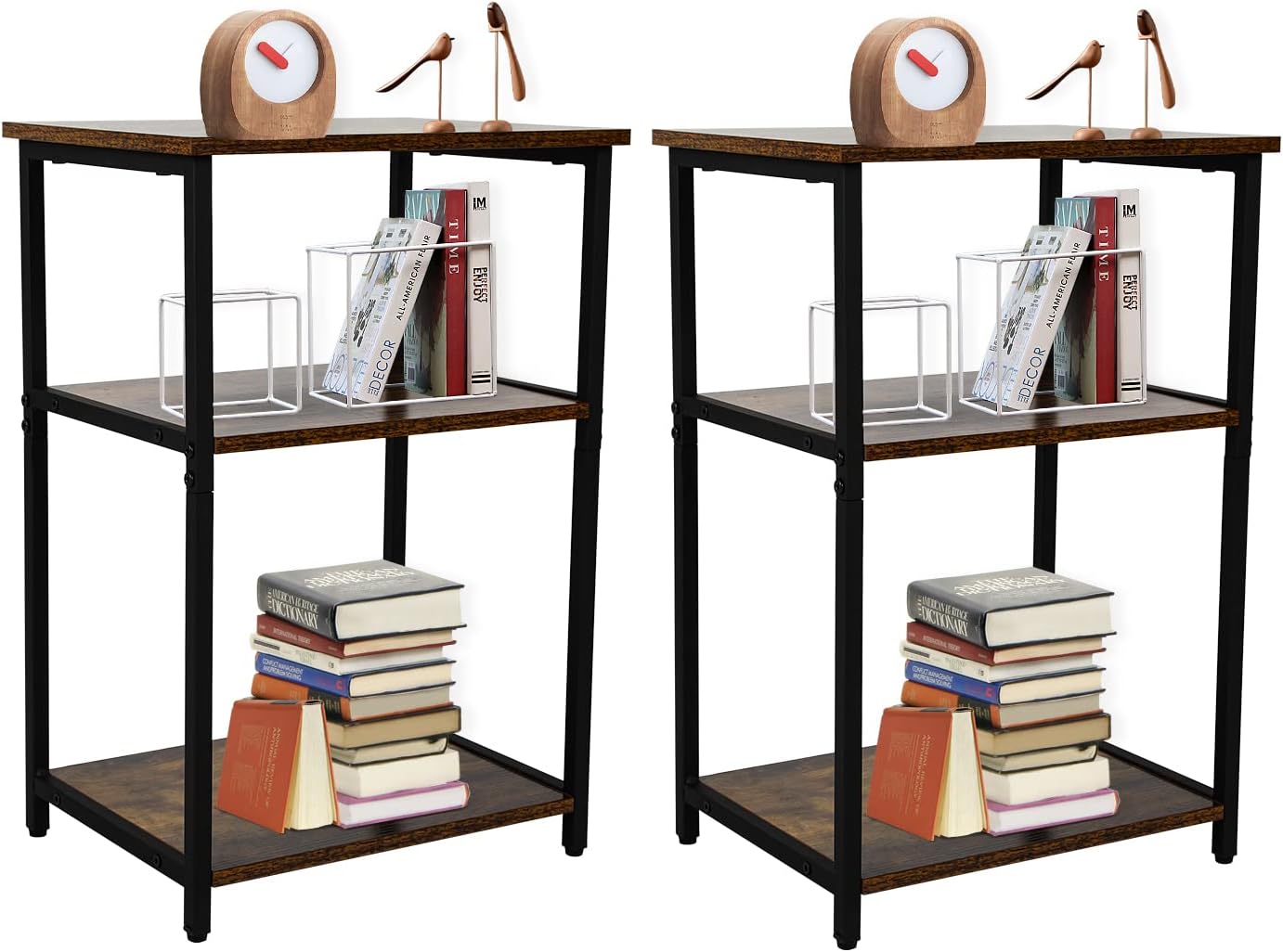 Amazon.com: Babion 3-Tier End Table Set of 2, Side Table with Storage ...