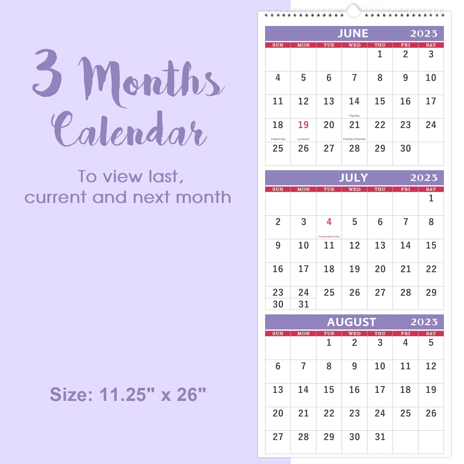 Snapklik.com : 2024-2025 Wall Calendar - 3 Month Wall Calendar Display