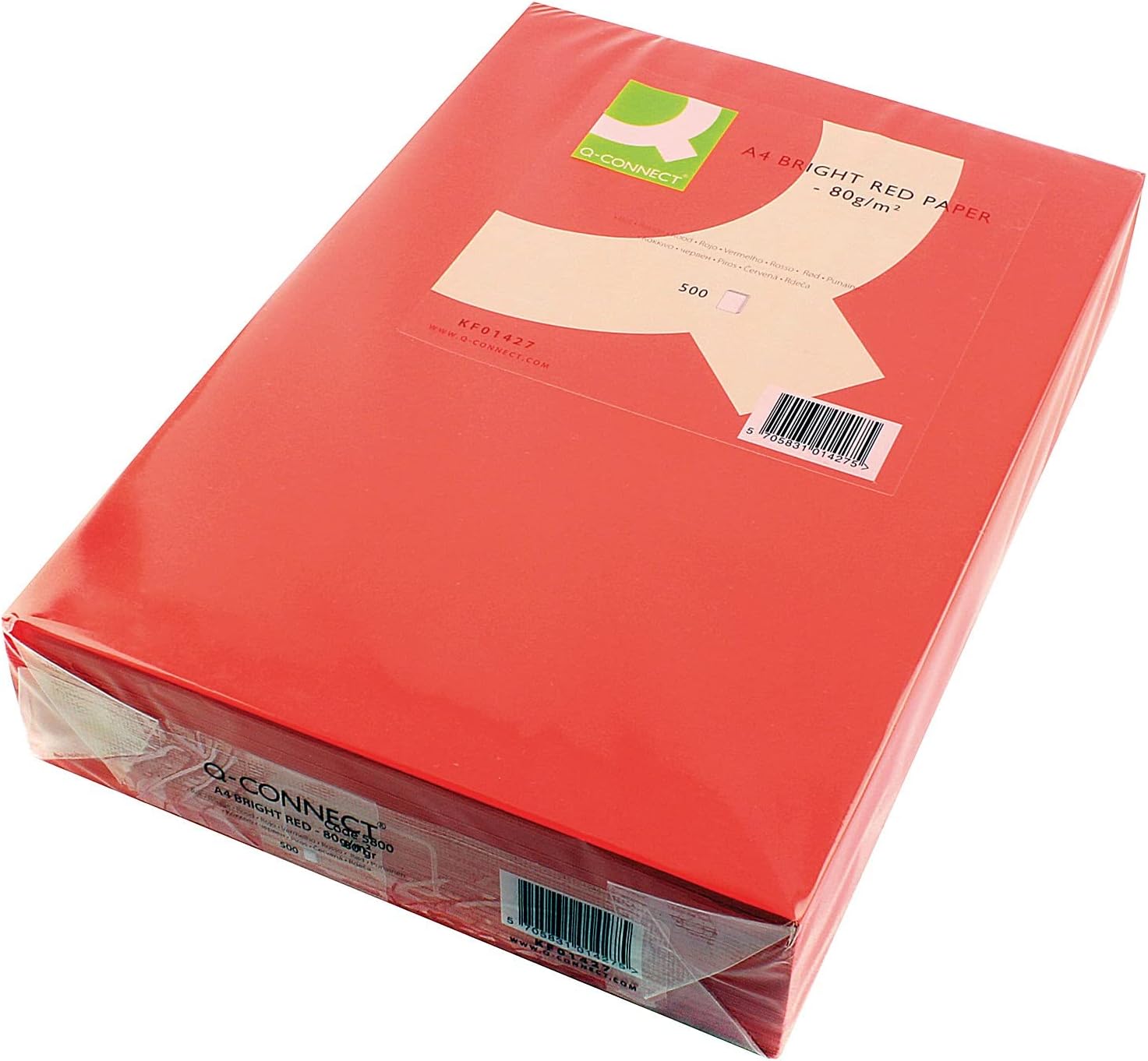 Q-Connect Bright Red Coloured A4 Copier Paper 80gsm Ream (Pack of 500 ...