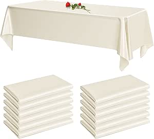 Amazon.com: YMHPRIDE 12-Pack Ivory Rectangle Tablecloths, Ivory Satin ...
