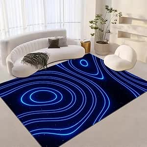 Amazon.com: TBAUYI Neon Dark Blue Lines Area Rugs - Electronic Sports ...