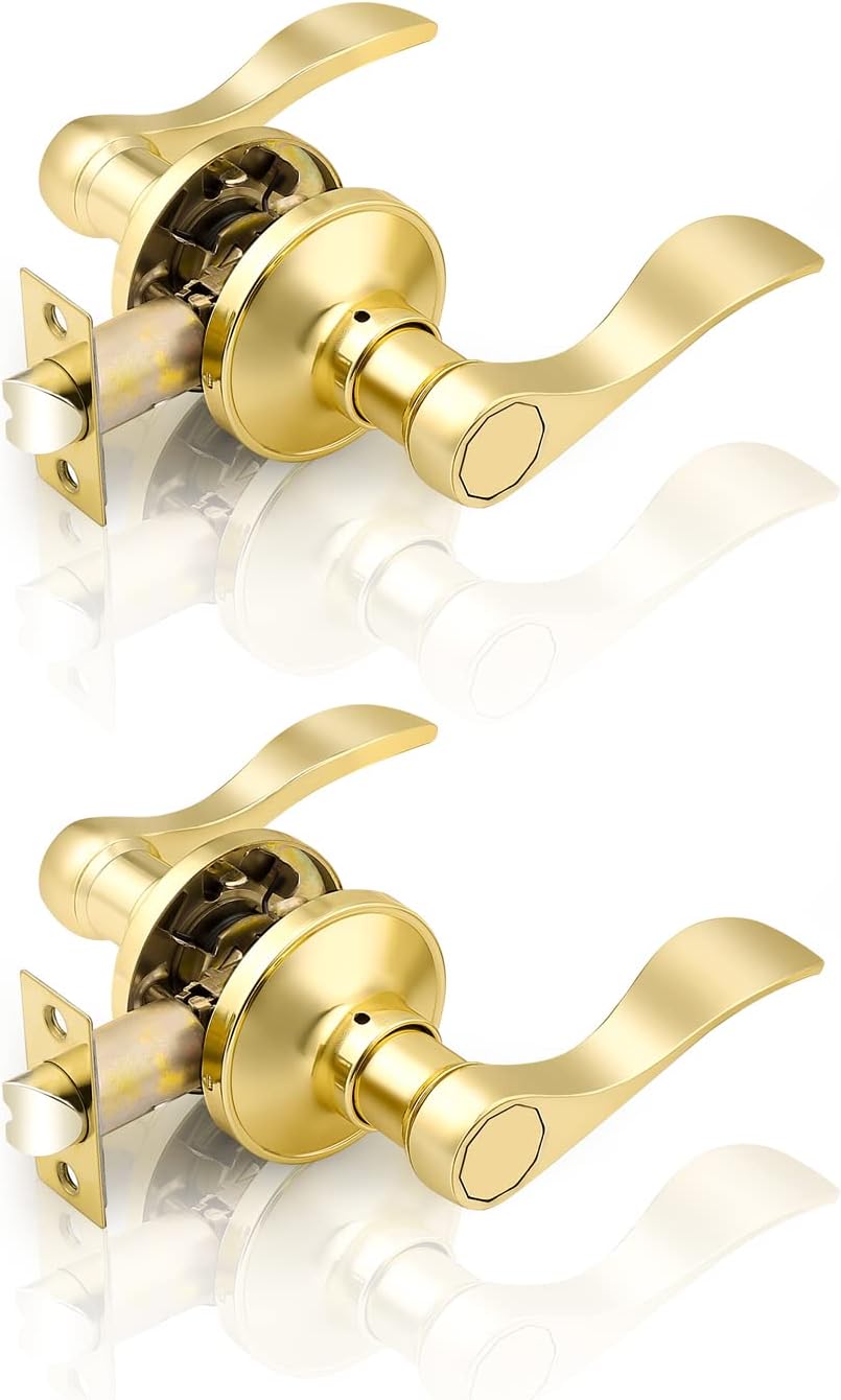 Gobrico 2 Pack Wave-Style Closet and Hall Door Levers Passage Door ...