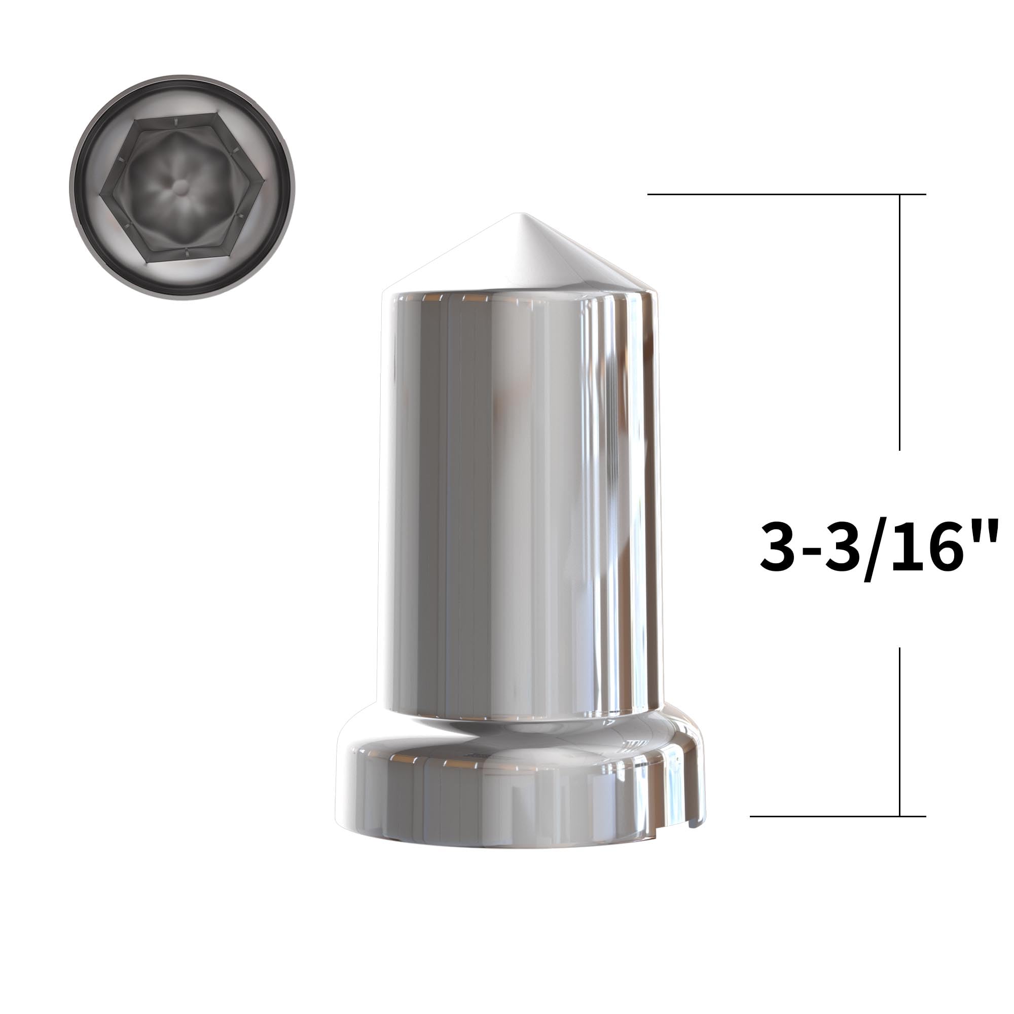 Snapklik.com : Lug Nut Covers, 20PCS Chrome 33mm 3-3/16" Height Flange ...