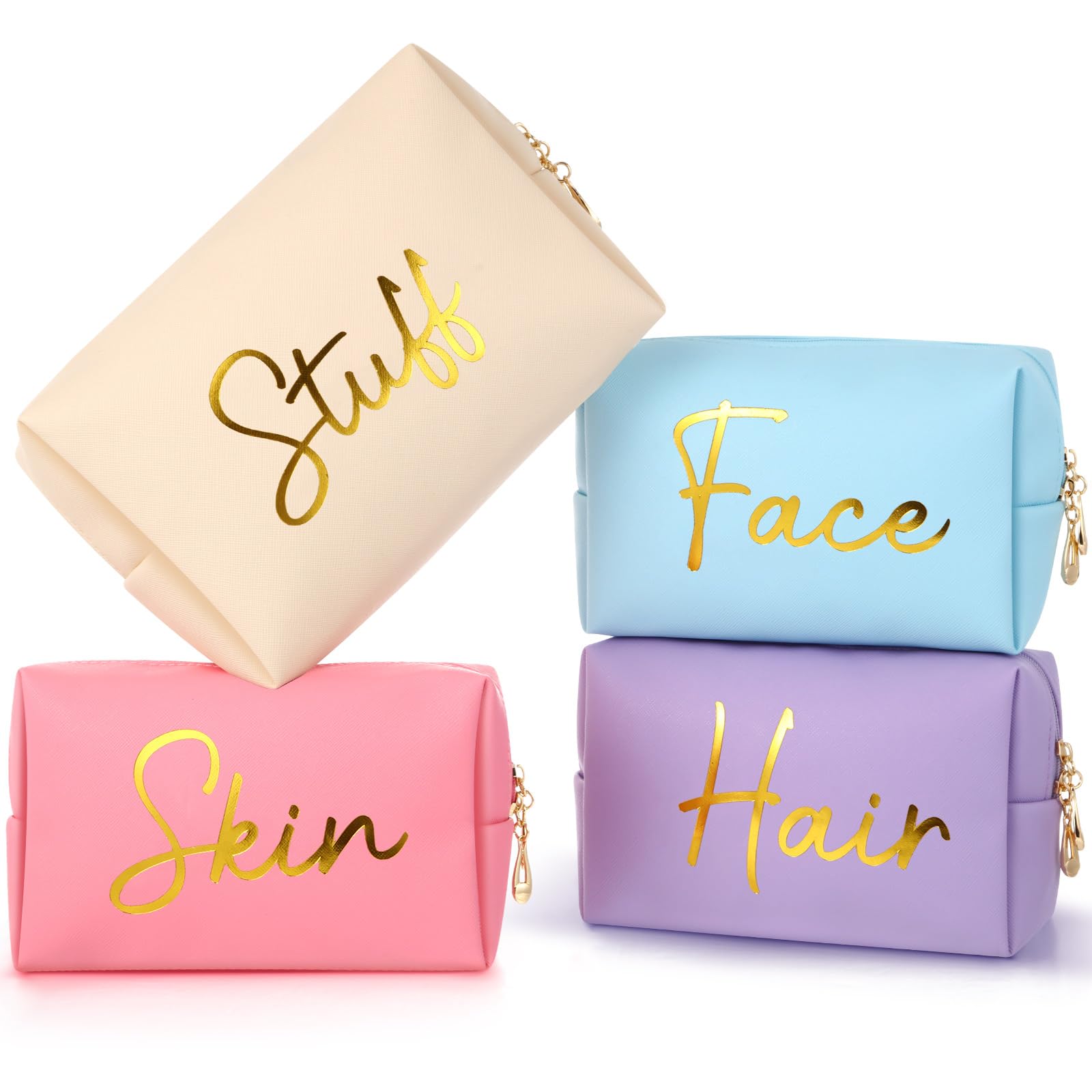 Amazon.com: Aliceset 4 Pcs Preppy Makeup Bags Set Cute Makeup Pouchs ...