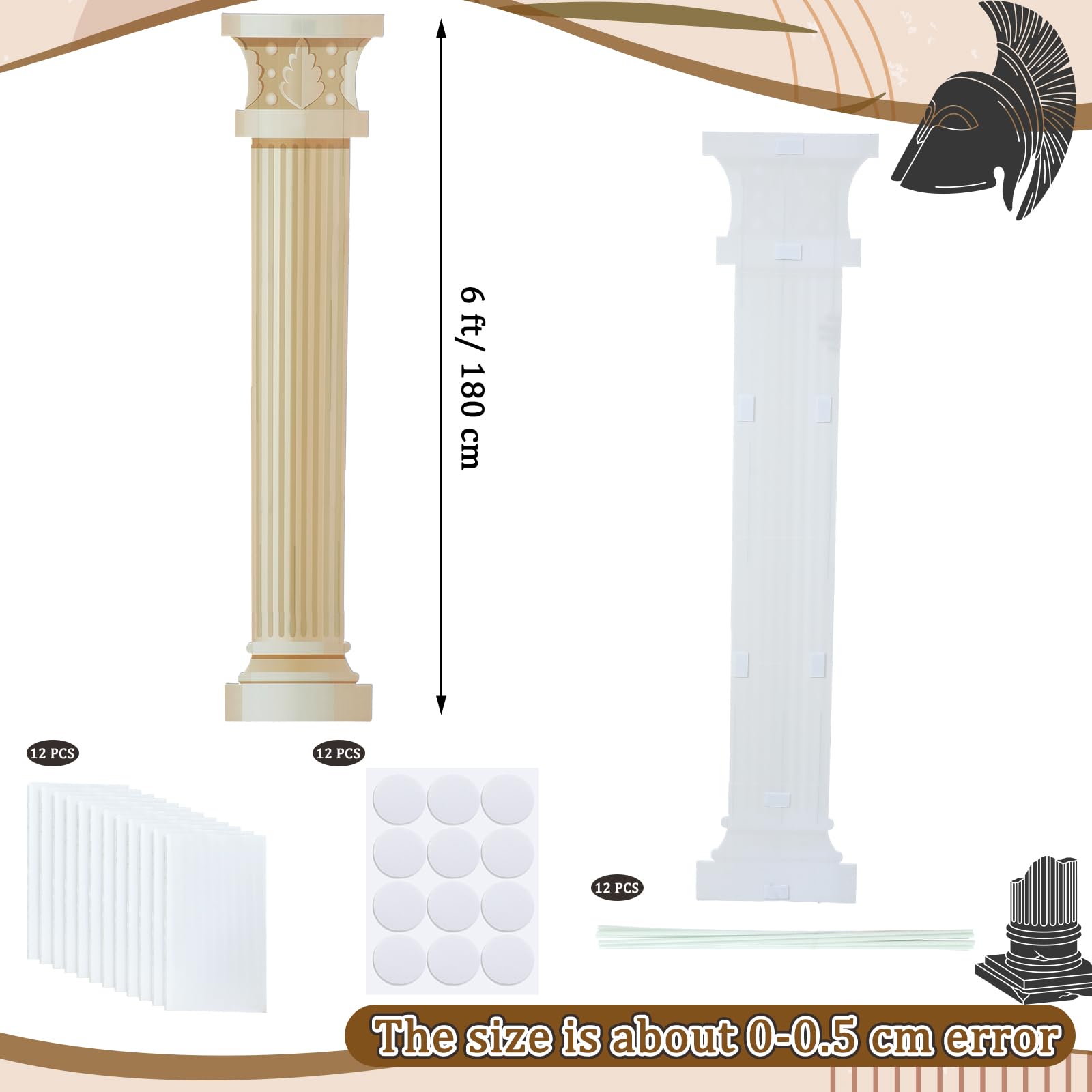 Greek Decor 2 Pcs 6 Feet Greek Column Stand Up Cardboard Cutout